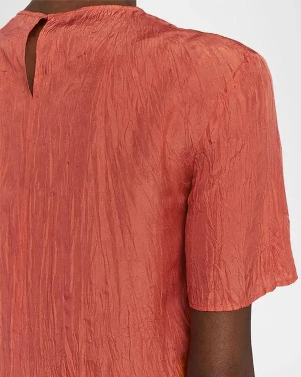 JOSEPH Brunet Crinkled Habotai Silk Top - Sundown
