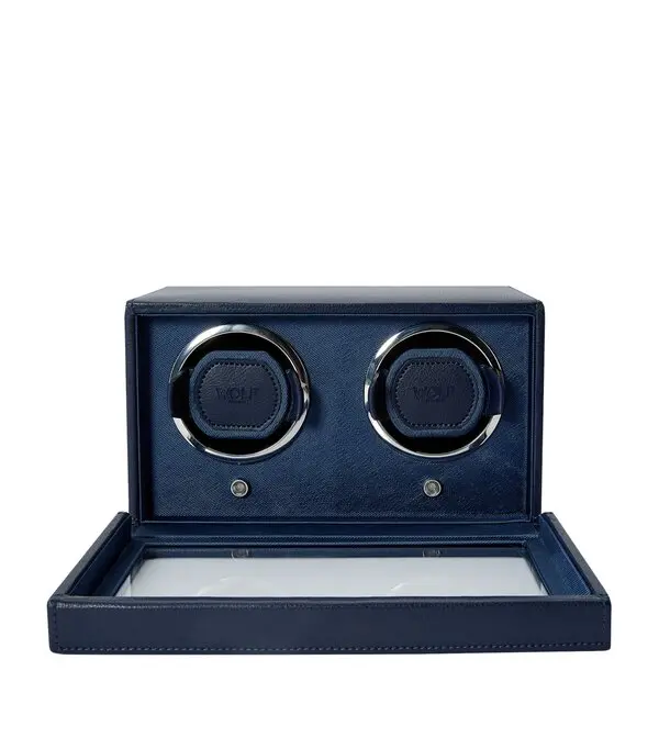 Wolf Cub Double Watch Winder With Cover - Navy