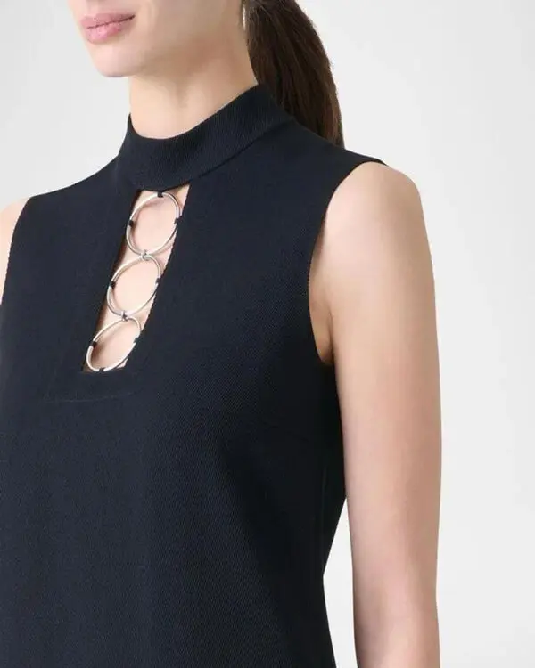 Akris Cutout Ring Hardware Wool Dress - Black