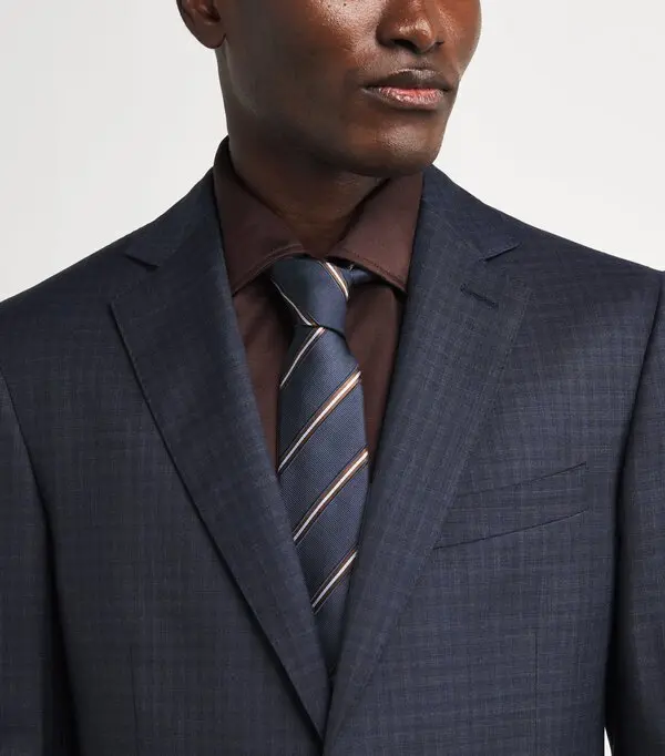Giorgio Armani Silk Stripe Jacquard Neck Tie - Blue