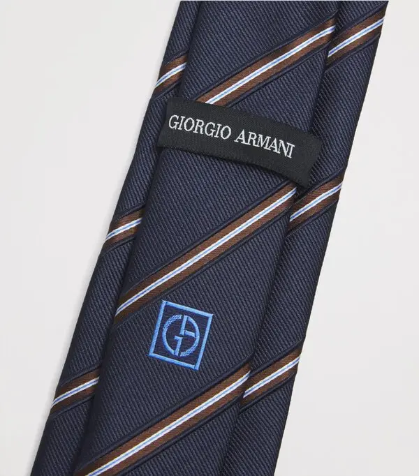 Giorgio Armani Silk Stripe Jacquard Neck Tie - Blue