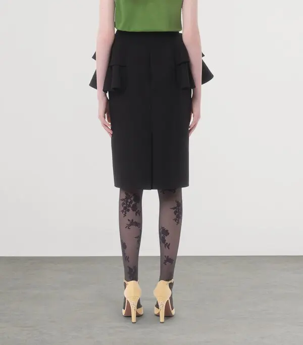 Valentino Garavani Wool-silk Ruffled Midi Skirt