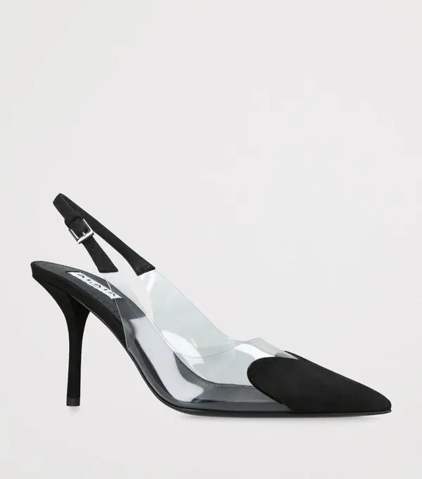 Alaïa Suede Coeur Slingback Pumps - Black