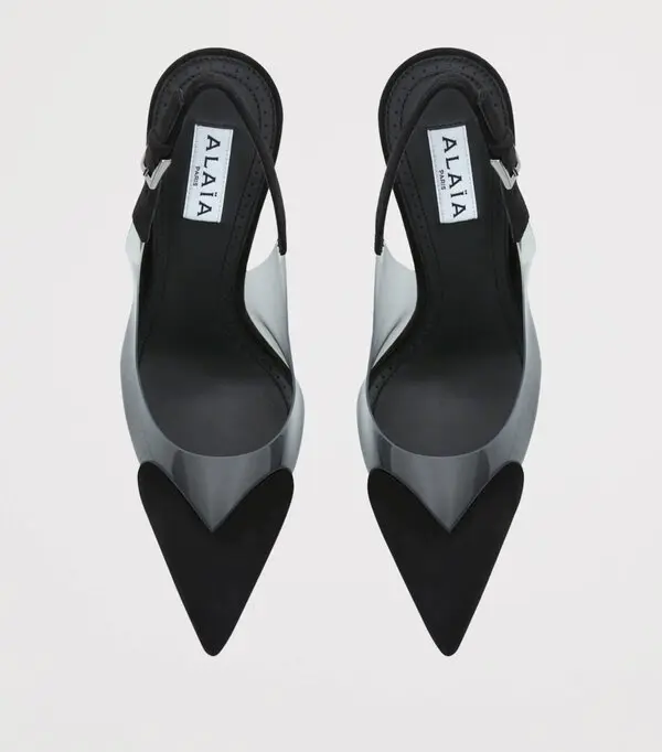 Alaïa Suede Coeur Slingback Pumps - Black