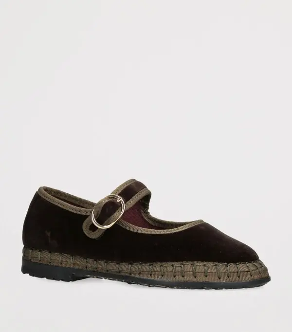 FLABELUS Velvet Mary Janes - Brown
