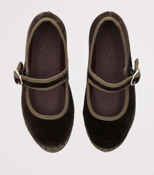 FLABELUS Velvet Mary Janes - Brown