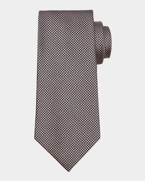 TOM FORD Micro-houndstooth Neck Tie - Pink