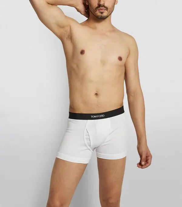 TOM FORD Cotton-stretch Logo Trunks - White