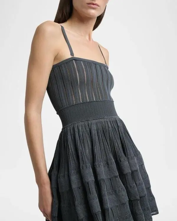 Alaïa A-line Crinoline Mini Dress - Blue