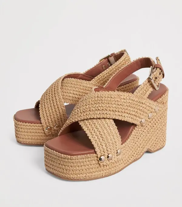 Maje Raffia-effect Wedge Sandals