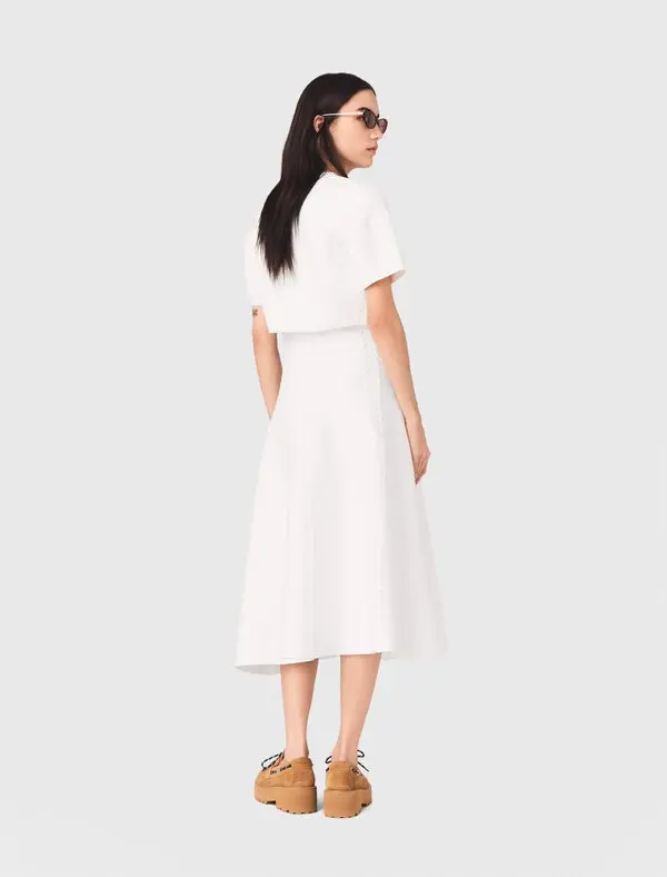 Maje Cropped Cardigan With Pointelle Knit And Press-stud Fastening - White