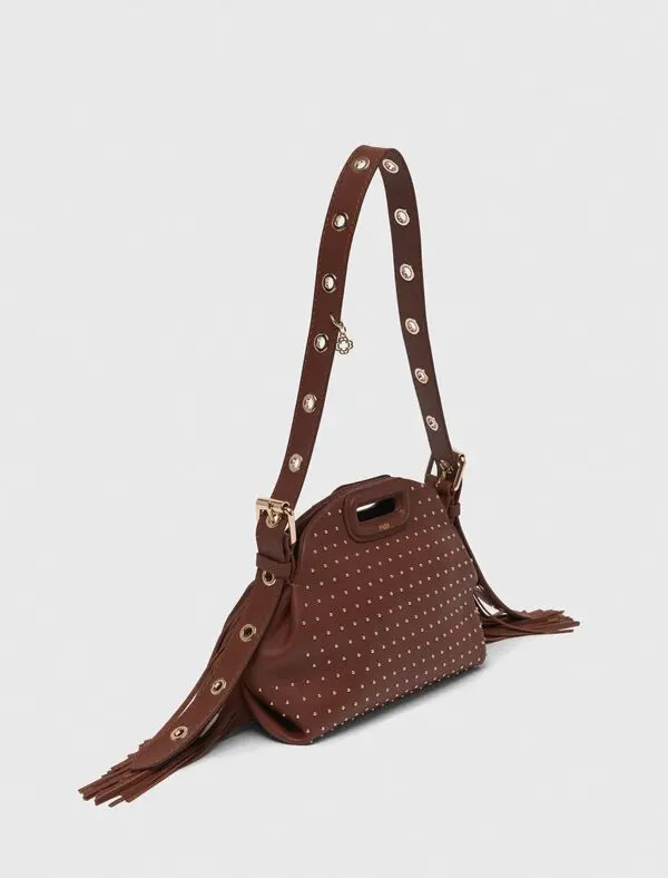 Maje Leather Miss M Mini Studded Bag