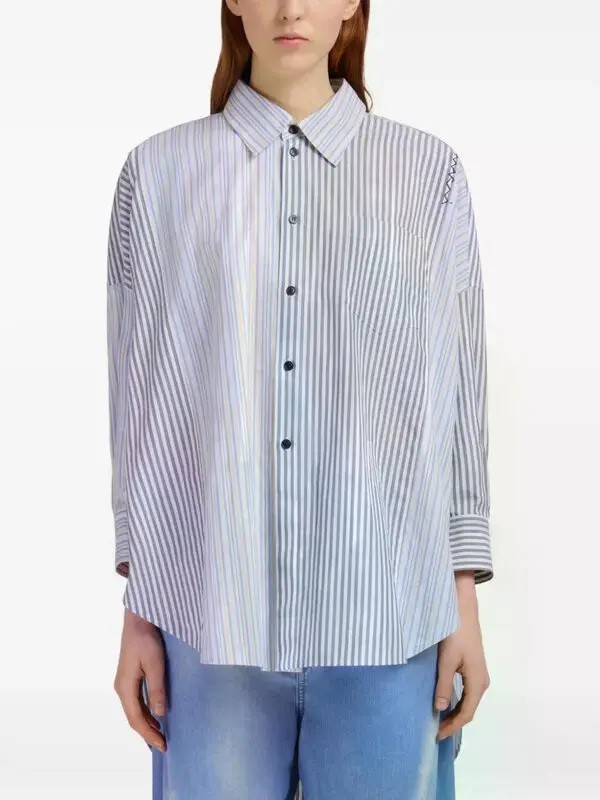 Marni Striped Cotton Shirt - Grey