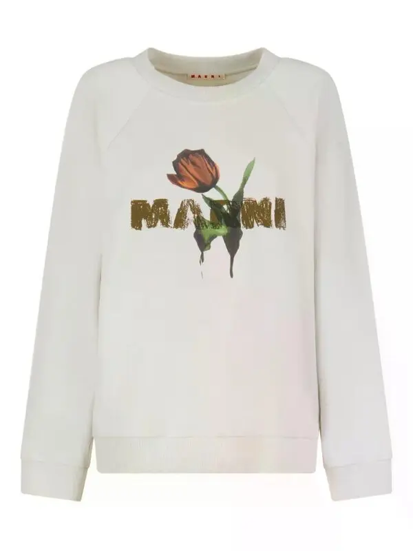 Marni Floral-print Sweatshirt - Neutrals