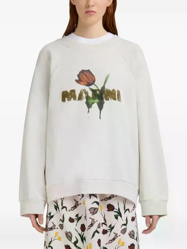 Marni Floral-print Sweatshirt - White