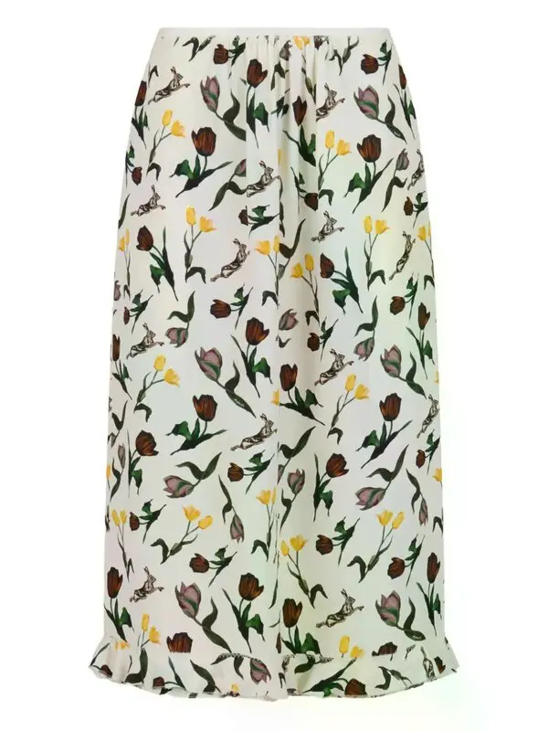 Marni Floral-print Midi Skirt - White