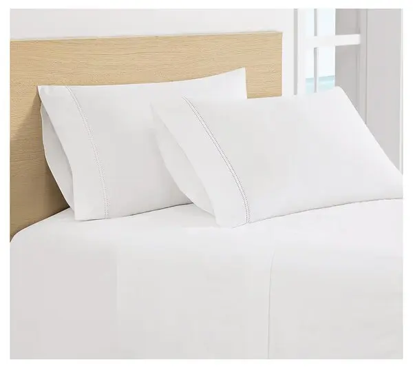 SCOUT Pick Stitch Cotton Percale King Pillowcas E Pair