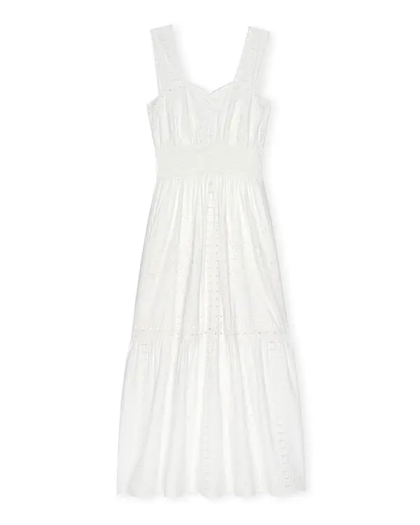 fawn embroidered eyelet midi dress Rails | Fawn Dress - White Blue Embroidery | Premium Cotton | Size L