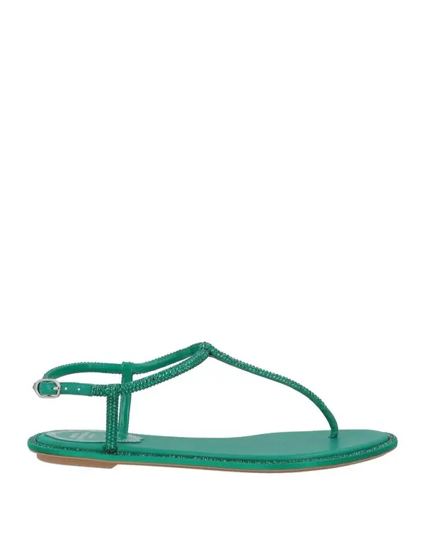 Rene Caovilla Thong Sandal With Crystals - Green