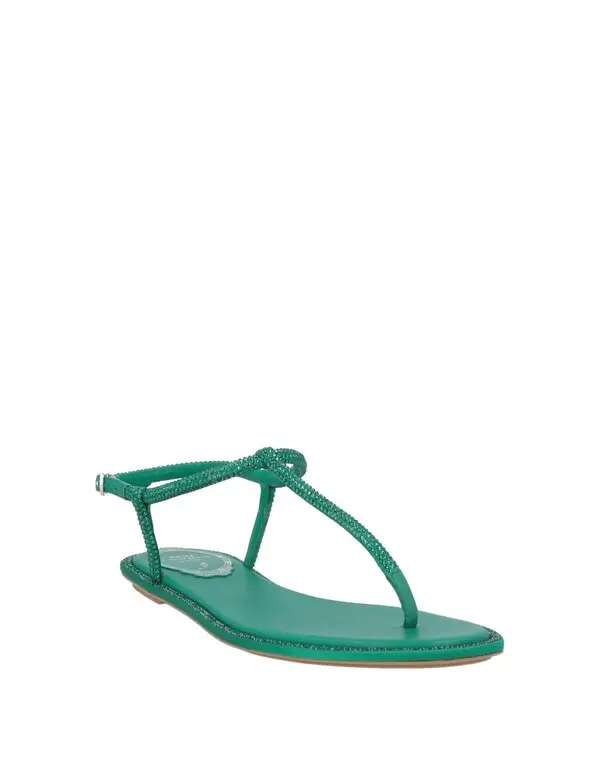 Rene Caovilla Thong Sandal With Crystals - Green