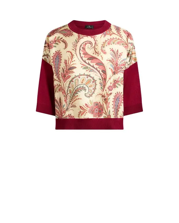 Etro Printed Silk Panel Sweater