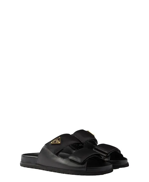 Prada Nappa Leather Slides - Black
