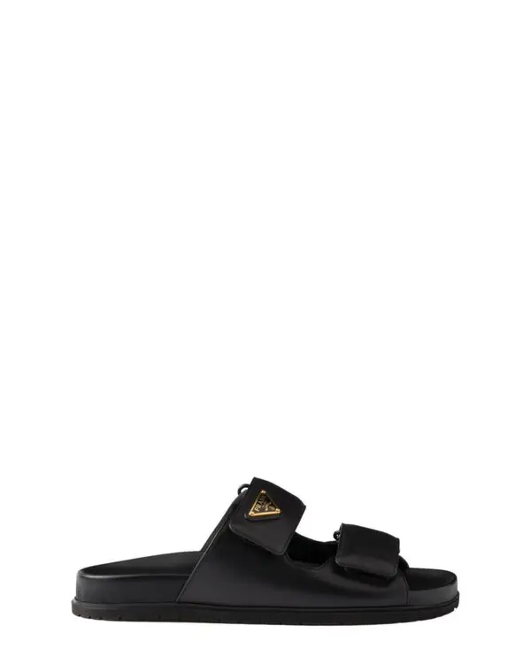Prada Nappa Leather Slides - Black