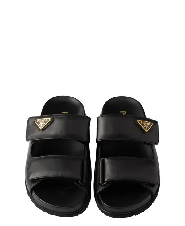 Prada Nappa Leather Slides - Black
