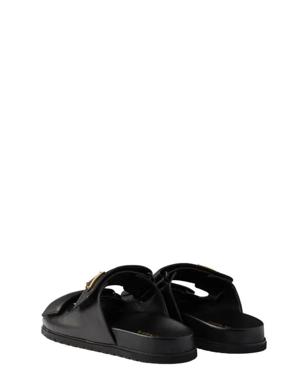 Prada Nappa Leather Slides - Black