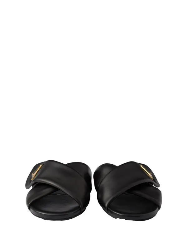 Prada Padded Nappa Leather Slides - Black
