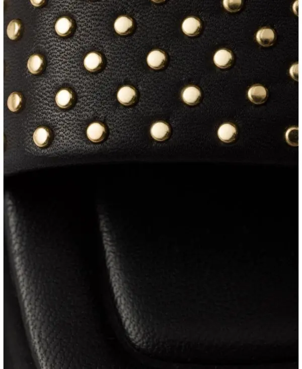 Prada Nappa Leather Studded Slides - Black