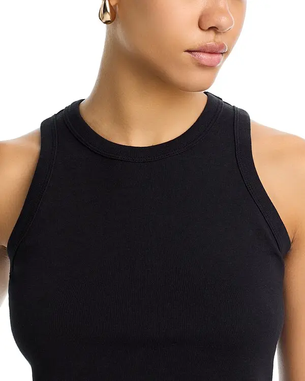 LESET Nando High Neck Cotton Tank Top - Black
