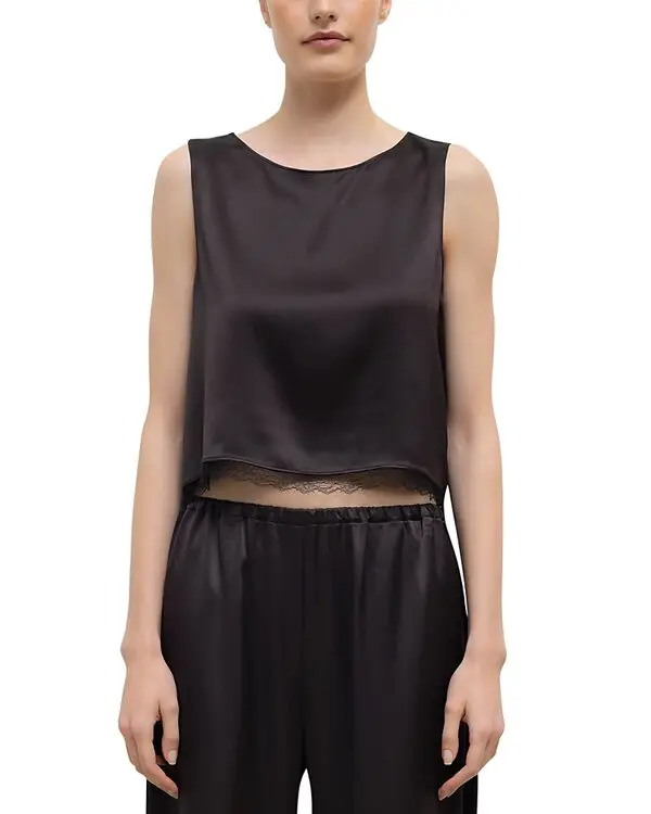 LESET Lace Trimmed Cropped Top