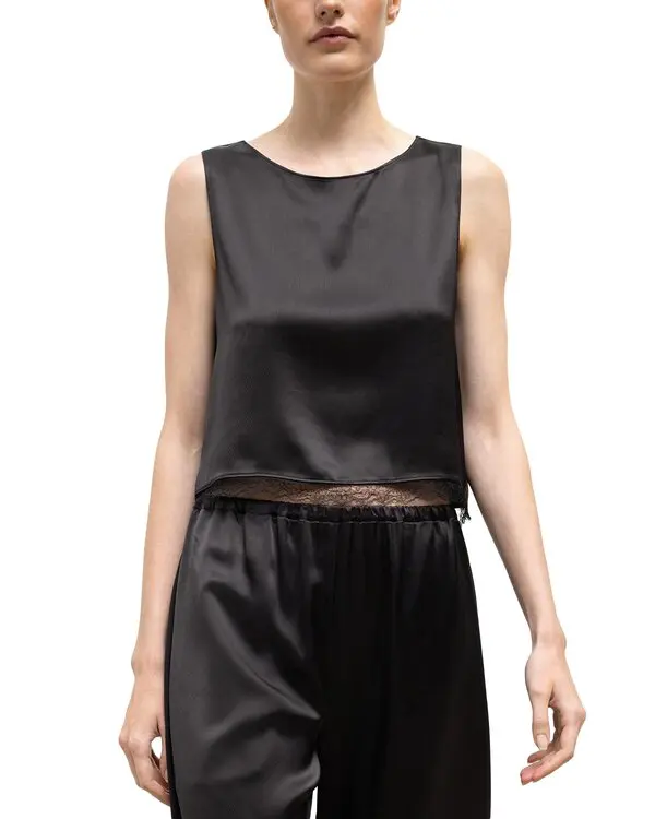 LESET Lace Trimmed Cropped Top