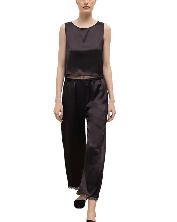 LESET Lace Trimmed Cropped Top