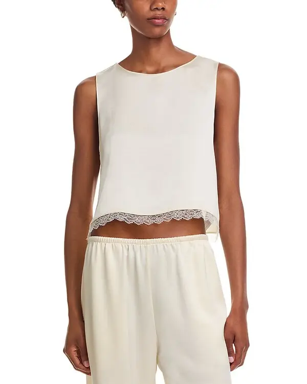 LESET Lace Trimmed Cropped Top - Creme