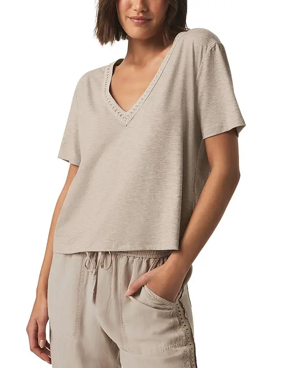Splendid Crochet Trim Tee - Fawn