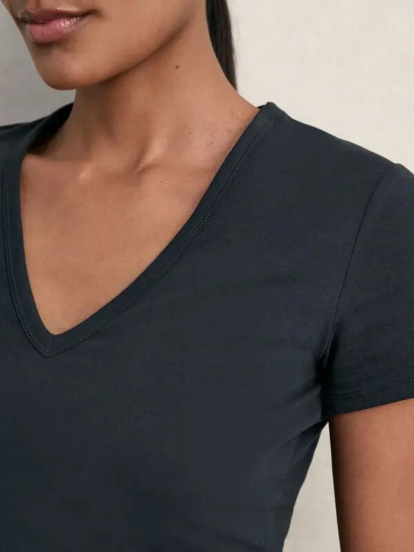 REISS Leia Stretch Cotton T-shirt - Navy