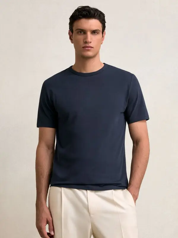 REISS Joe Stretch-cotton Crew-neck T-shirt - Navy