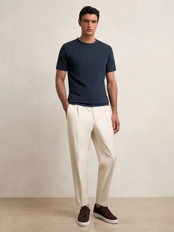 REISS Joe Stretch-cotton Crew-neck T-shirt - Navy
