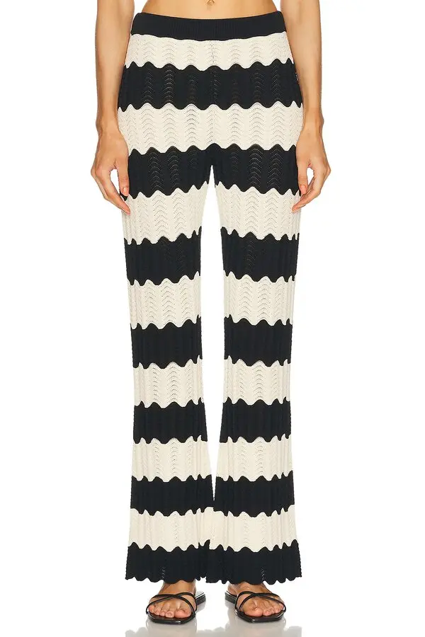 SIMONMILLER Moji Knit Pant - Black & Macadamia Wave Stripe