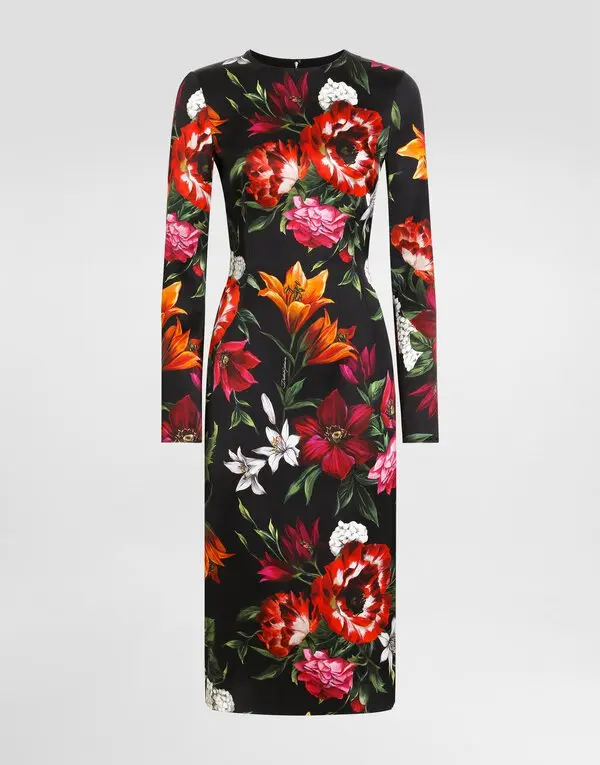Dolce & Gabbana Fitted Floral- Satin Dress - Print | Editorialist