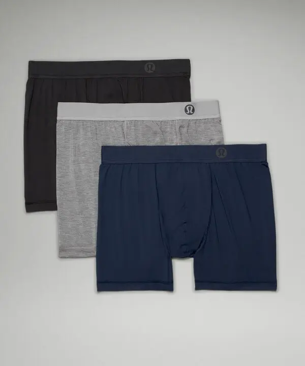 Lululemon Always In Motion Boxer With Fly 5 - Black/heathered Core Medium Grey/true Navy