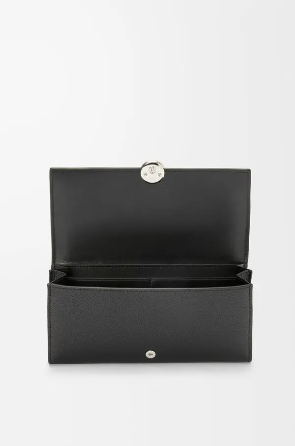 Loewe Pebble Continental Wallet In Mini Grain Leather Skin - Black