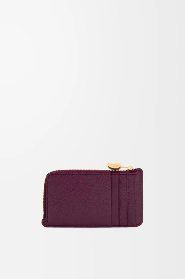Loewe Pebble Coin Cardholder In Pebble Grained Leather Skin - Plum