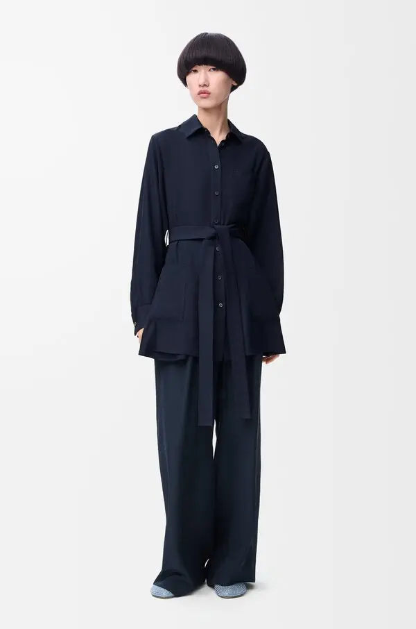 Loewe Pyjama Trousers In Silk - Navy Blue