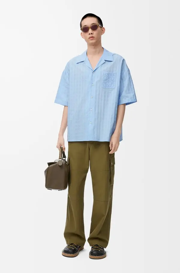 Loewe Short Sleeve Shirt In Cotton - Light Blue