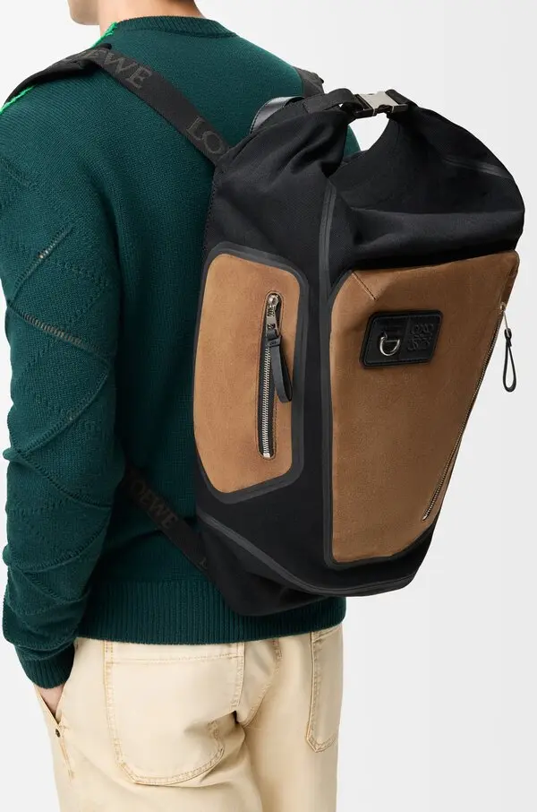 Loewe Flex Roll-top Backpack - Black/dark Gold