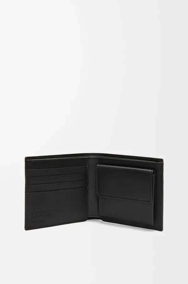 Loewe Bifold Coin Wallet In Satin Leather Skin - Black