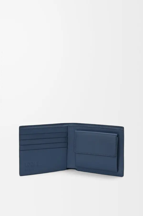 Loewe Bifold Coin Wallet In Satin Leather Skin - Indigo Dye